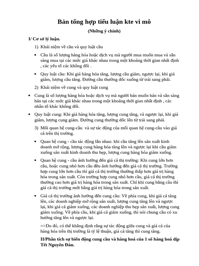 Bản tổng hợp tiểu luận kte vi mô | PDF