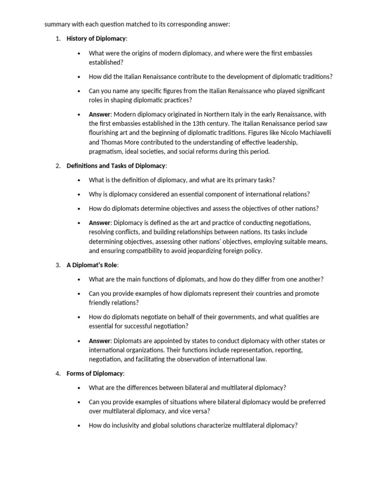 Summary With Each Question Matched To Its Corresponding Answer | PDF ...