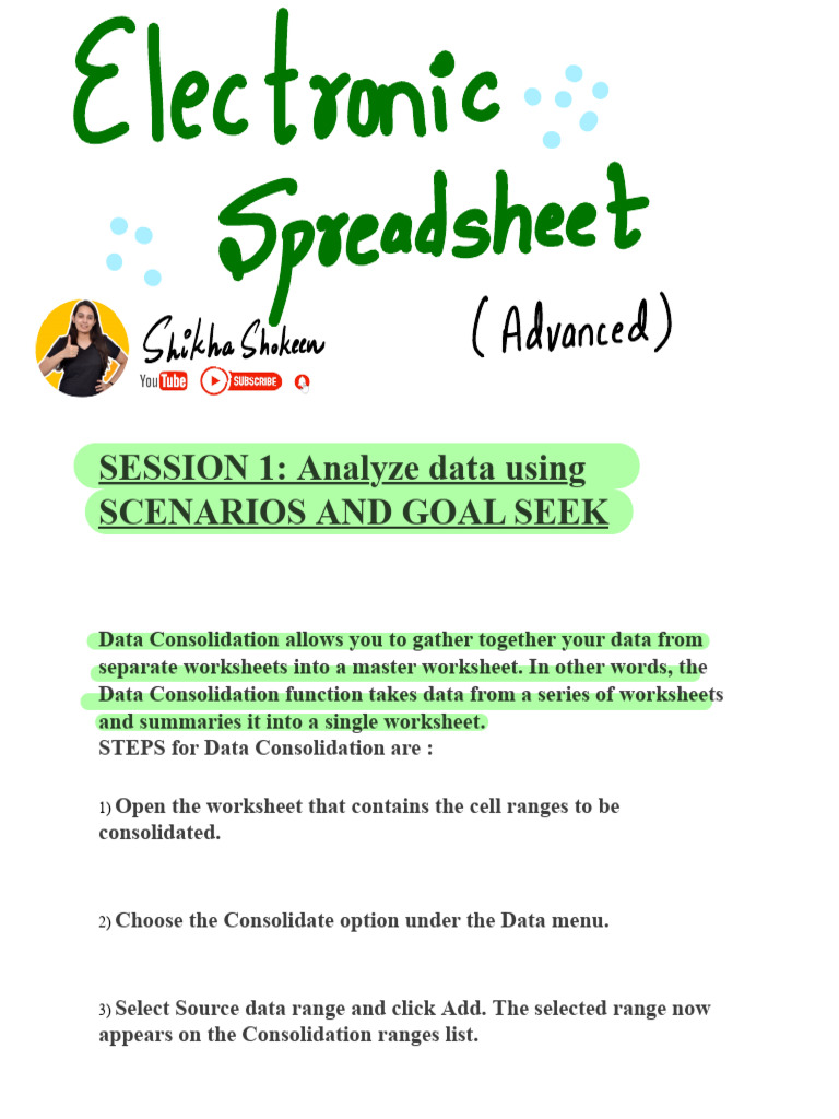 electronic spreadsheet | PDF | Spreadsheet | Worksheet