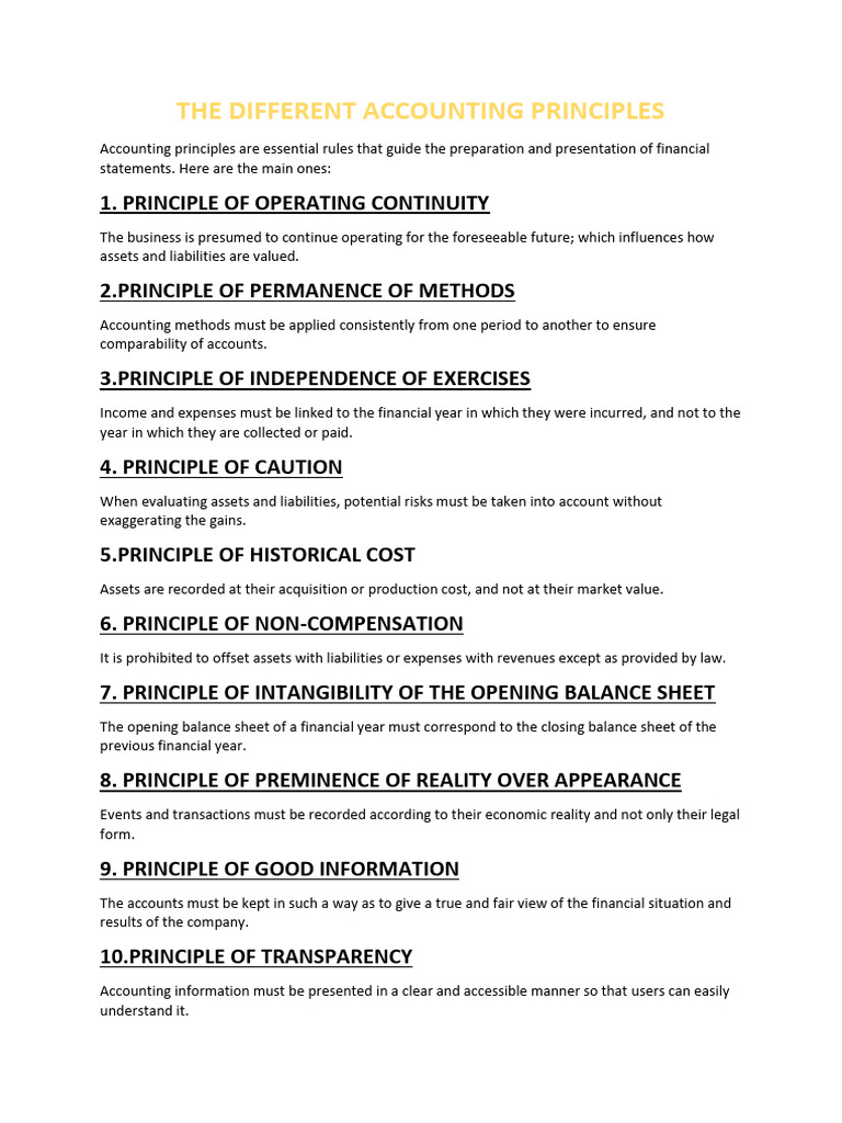 THE DIFFERENT ACCOUNTING PRINCIPLES | PDF