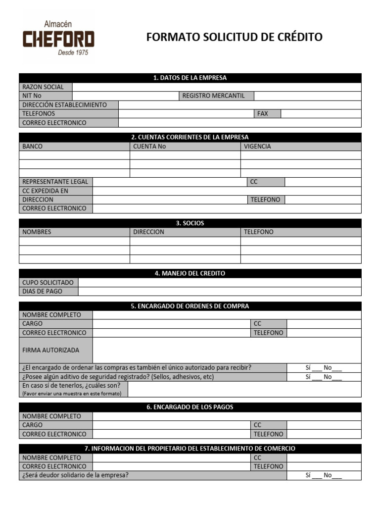 Formato Solicitud Credito | PDF | Business | Industrias de servicio