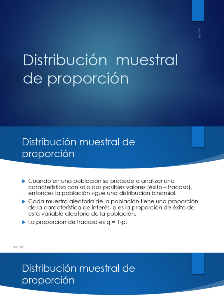 Distribución Muestral de Proporción | PDF | Muestreo (Estadísticas) | Variable aleatoria