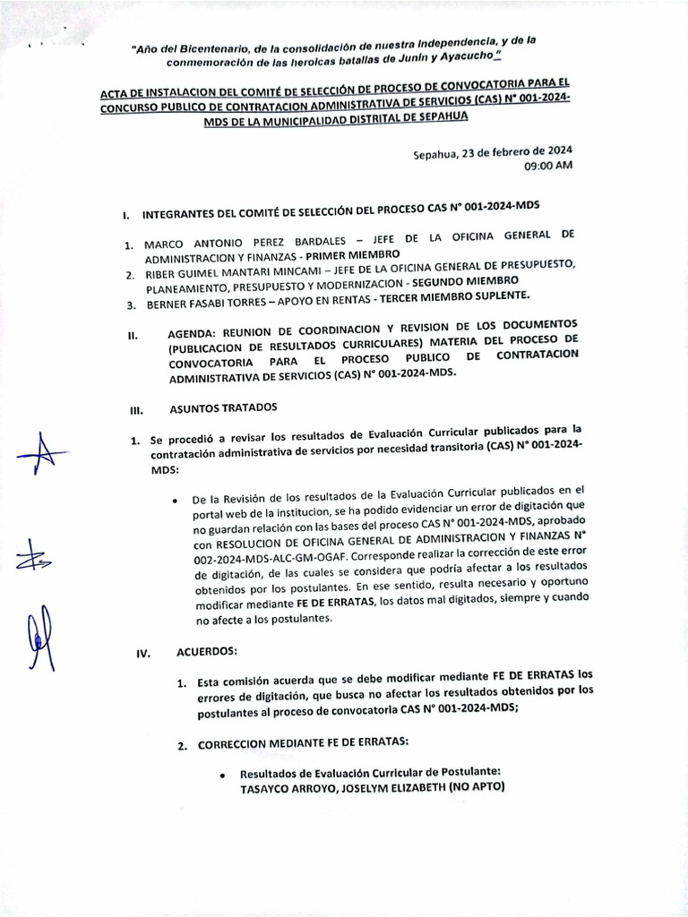 Acta Fe de Erratas 2 | PDF