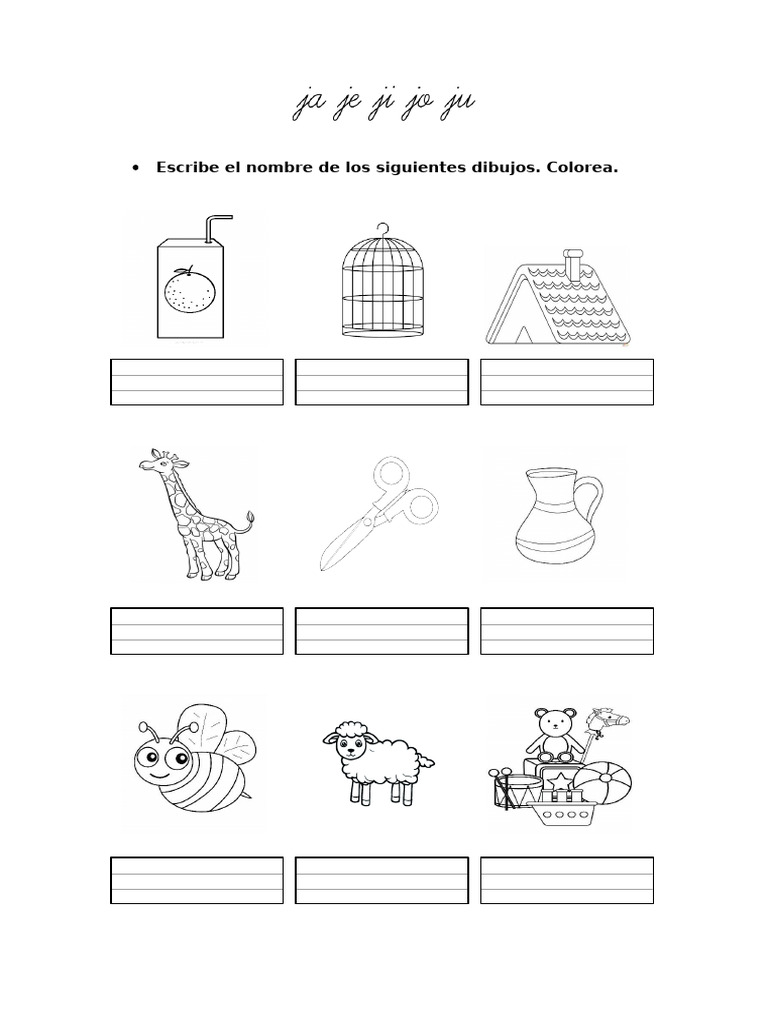 Fichas Palabras Con J y Las Sílabas Ce y Ci | PDF