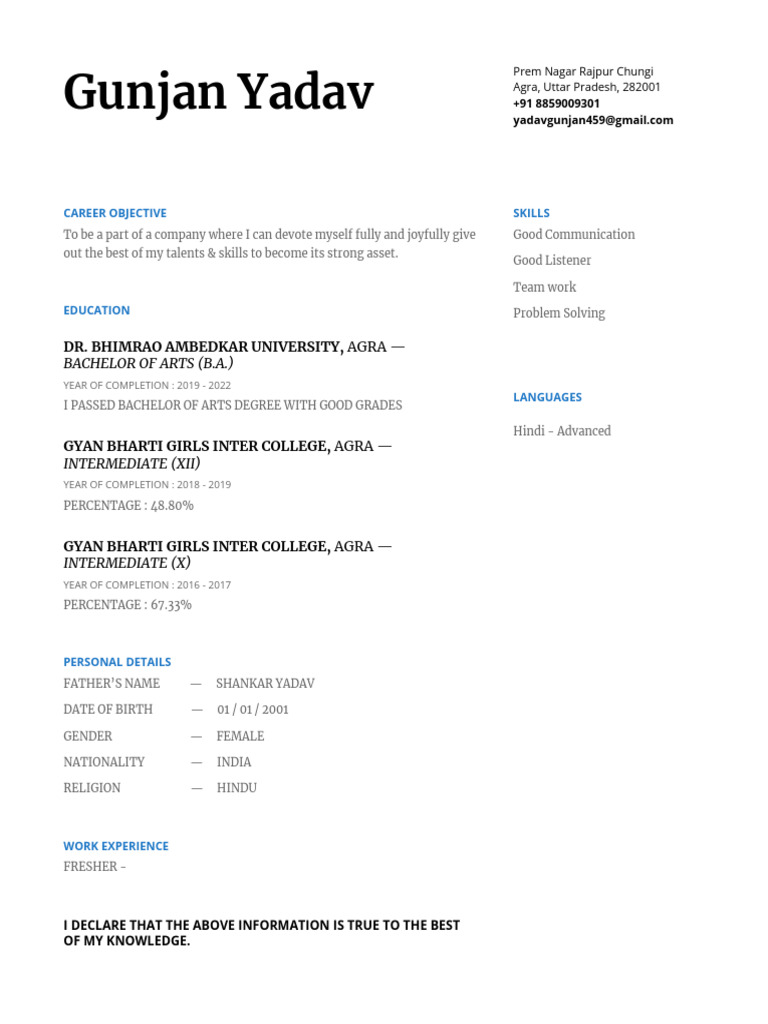 Gunjan Yadav: Dr. Bhimrao Ambedkar University | PDF