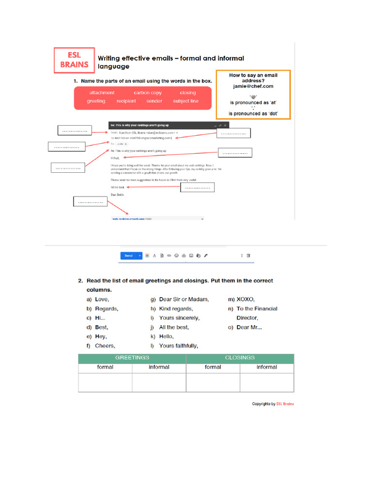 Writing Emails - Formal and Informal | PDF
