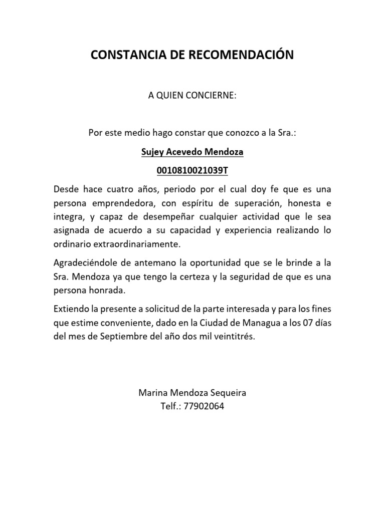 Recomendaciones para Sujey Mendoza | PDF