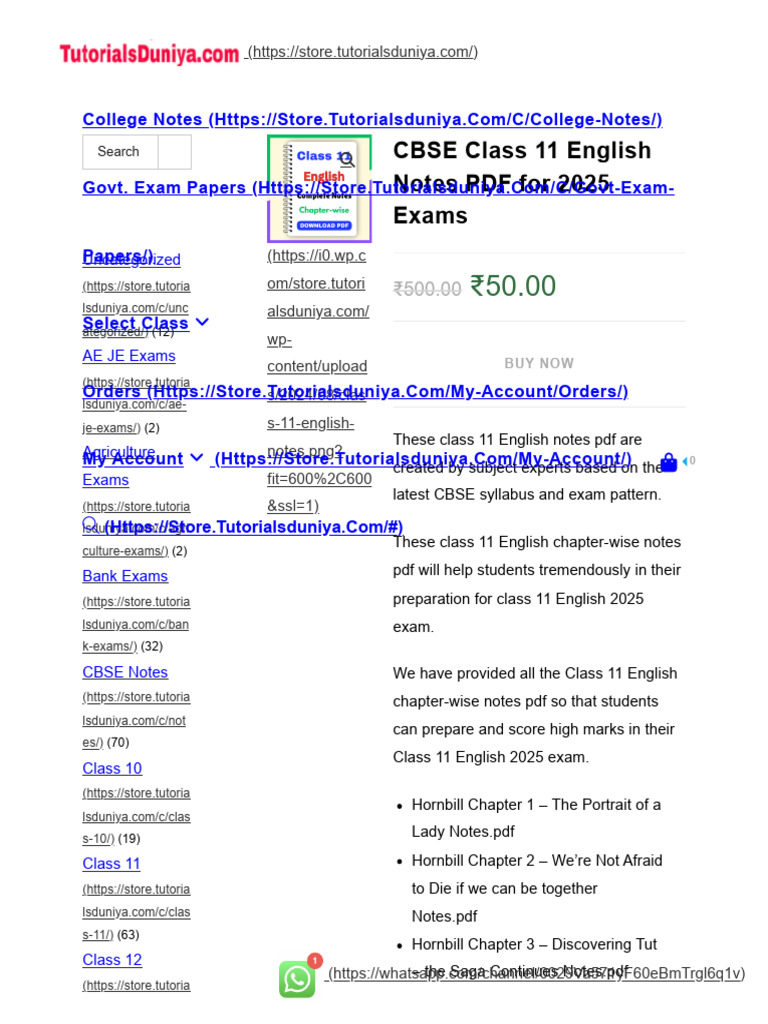 Class 11 English Notes PDF 2025 | PDF | Secondary Education ...