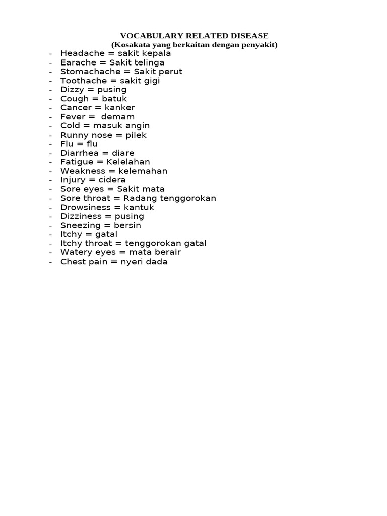 Vocabulary Related Disease | PDF