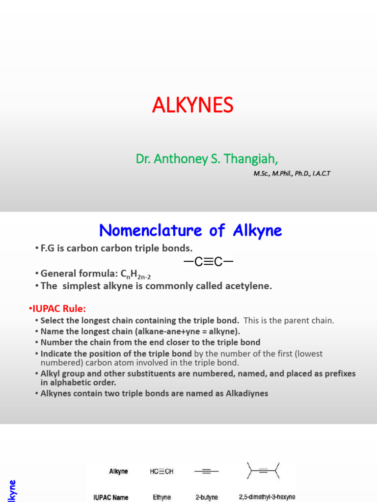 ALKYNE - PPT - PDF | PDF | Organic Chemistry | Chemistry