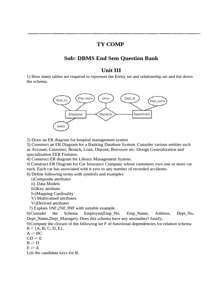 TY Comp DBMS - End Sem Question Bank | PDF | No Sql | Databases