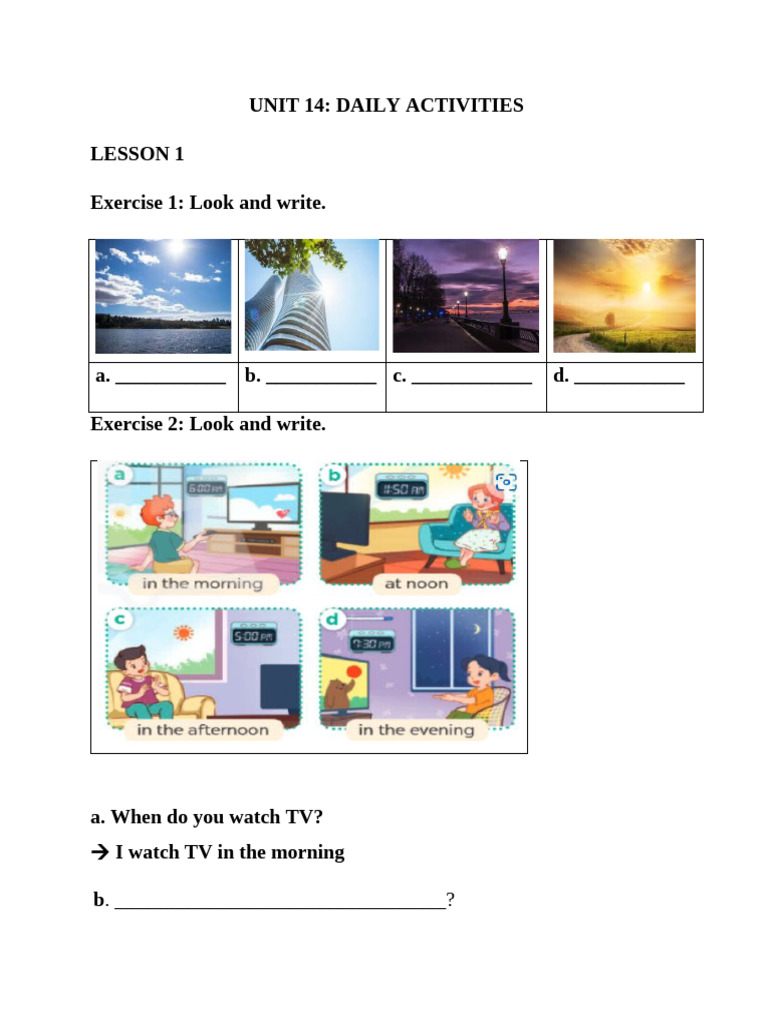 Daily Activities Lesson Plan | PDF | Home | Home Economics