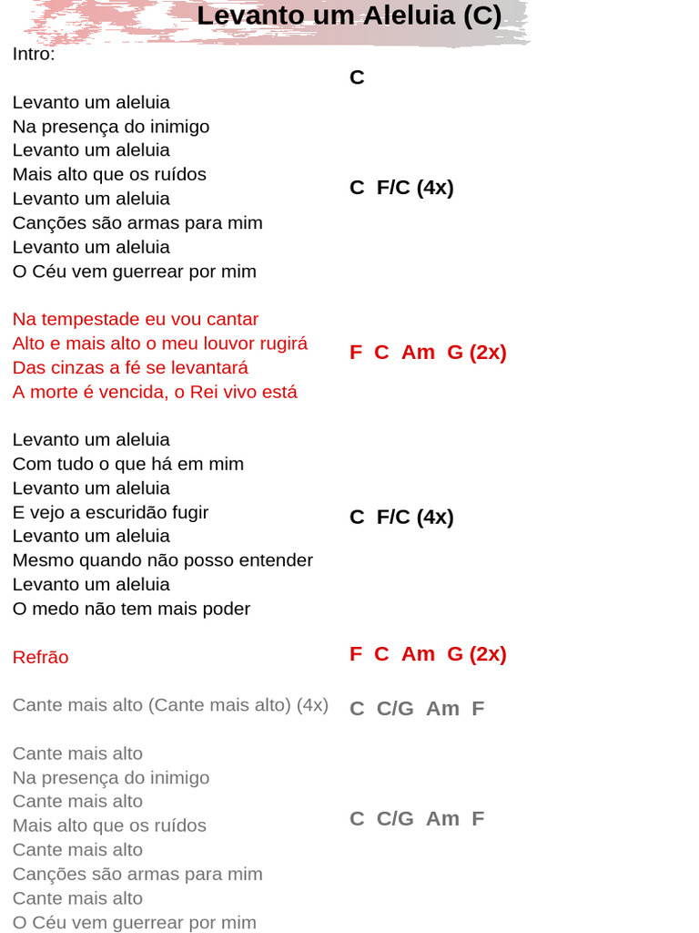 Levanto Um Aleluia C Letra e Cifra | PDF