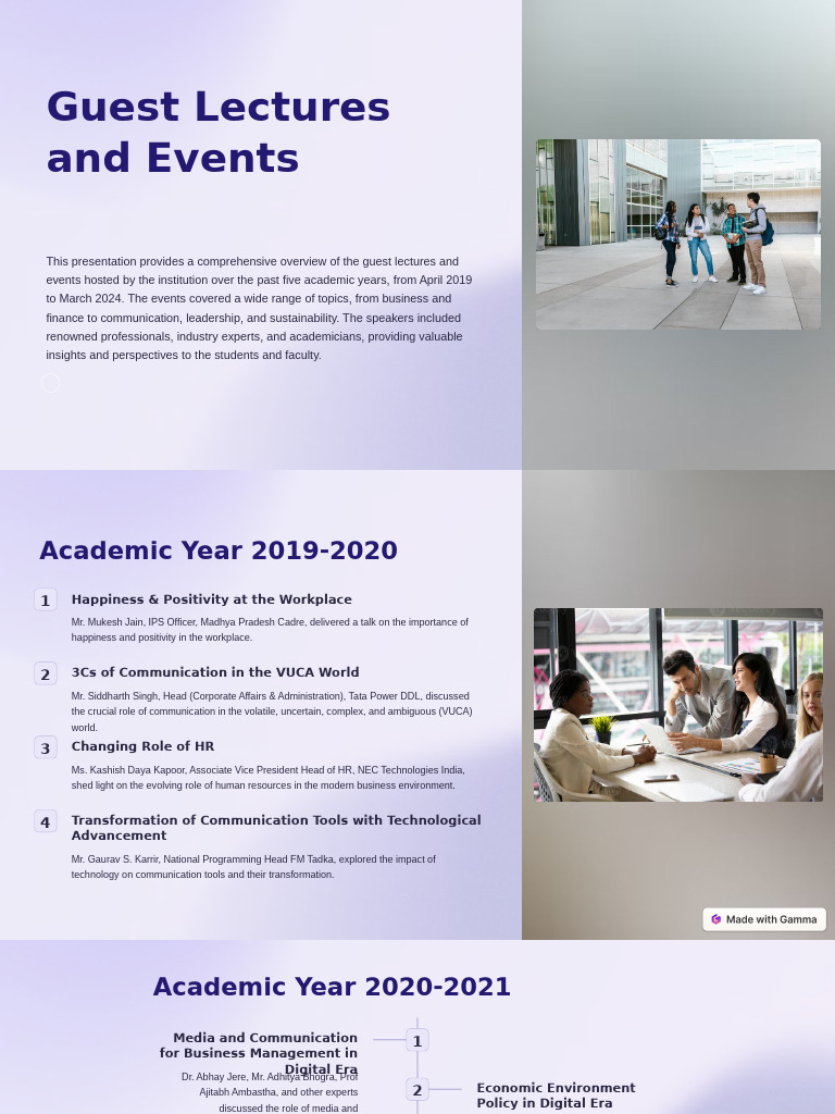 Guest-Lectures-and-Events-A-Year-Wise-Overview | PDF | Entrepreneurship | Analytics