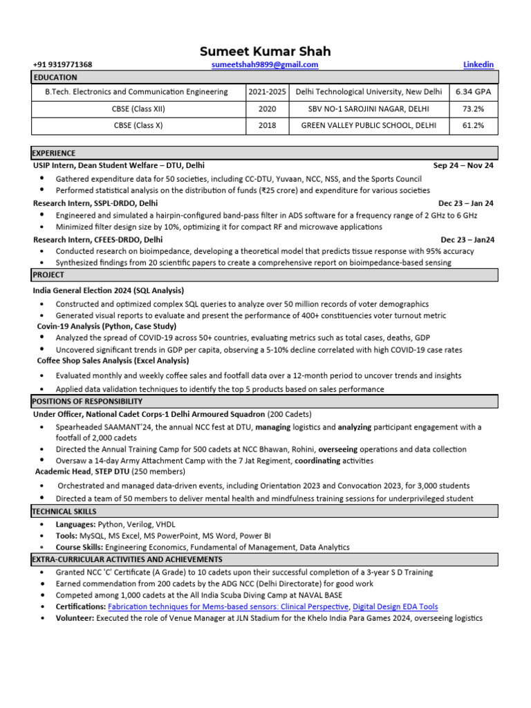 TNP - SAMPLE - RESUME | PDF