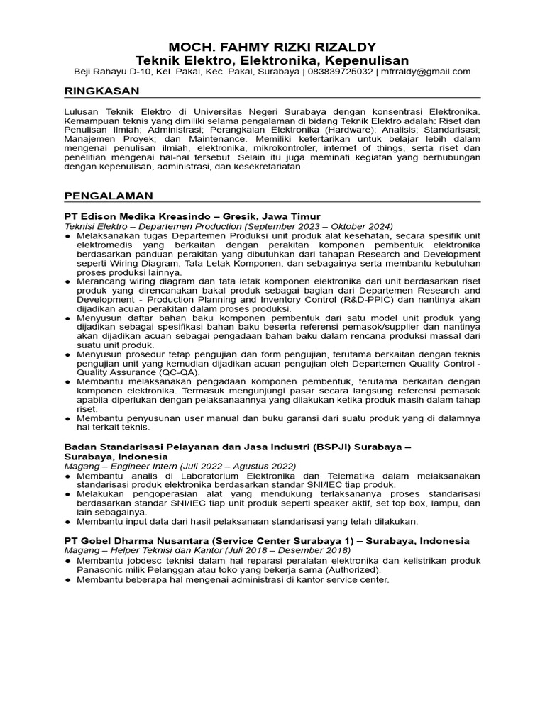 CV_Moch Fahmy Rizki Rizaldy | PDF