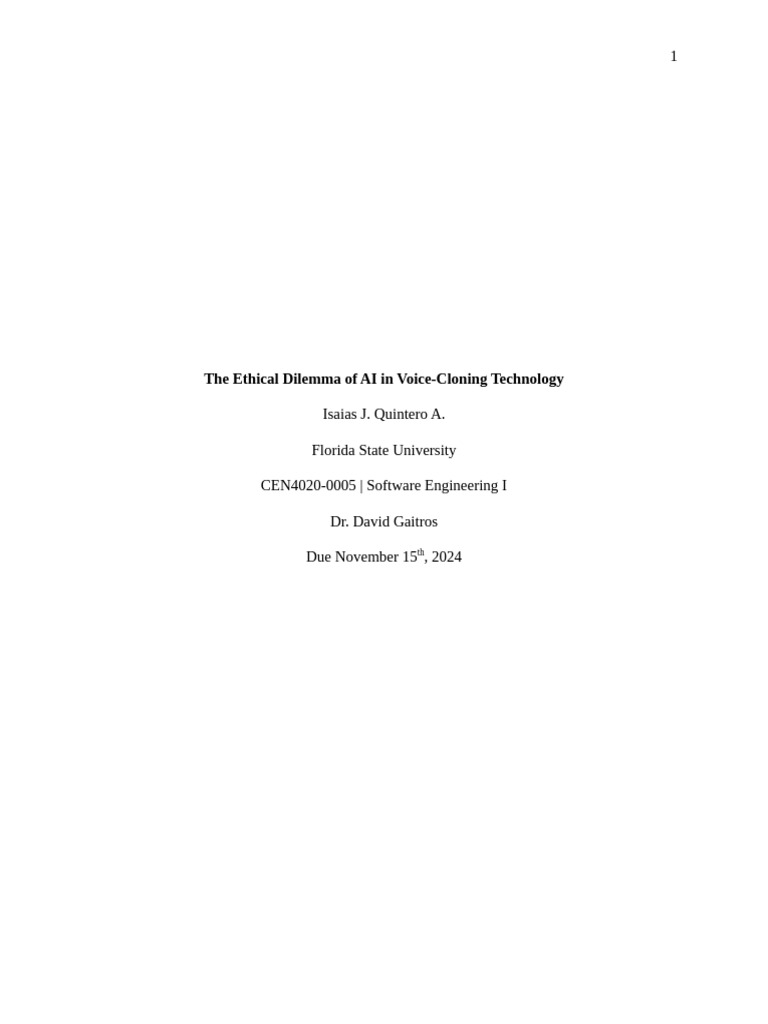 Assignment 2 - The Ethical Dilemma of AI in Voice-Cloning Technology by ...
