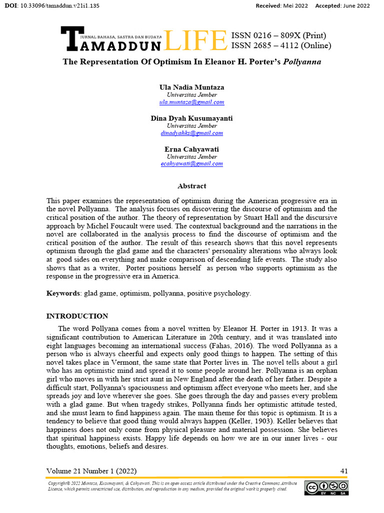 The_Representation_of_Optimism_in_Eleanor_H_Porter | PDF | Discourse ...