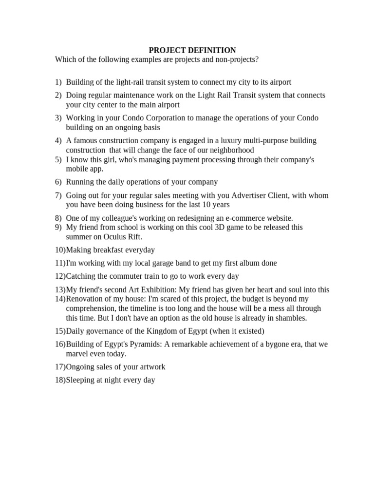 Handout 1 - PROJECT DEFINITION | PDF