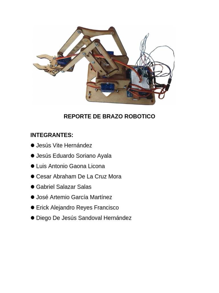 Reporte de Brazo Robotico | PDF | Arduino | Informática