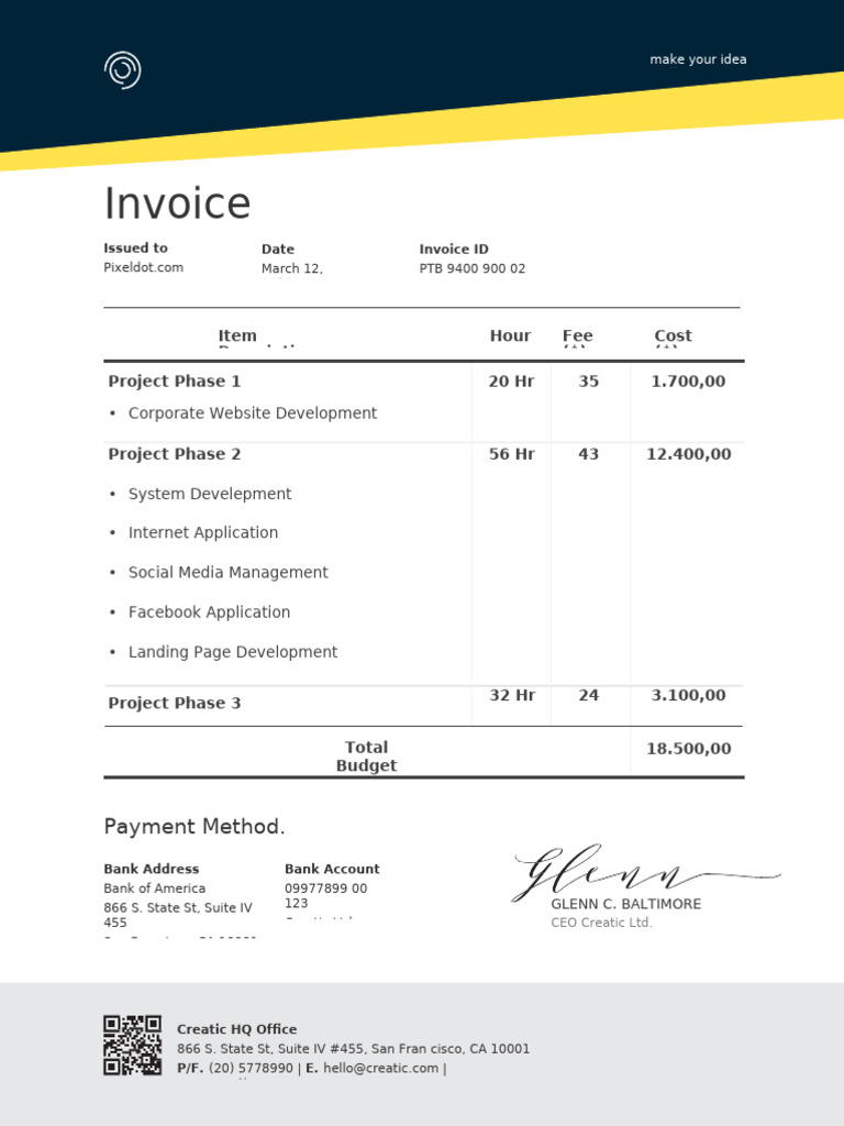 Invoice for Website Development Services | PDF