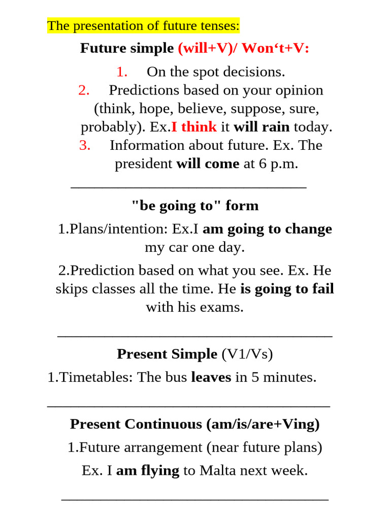 future tenses_rules | PDF