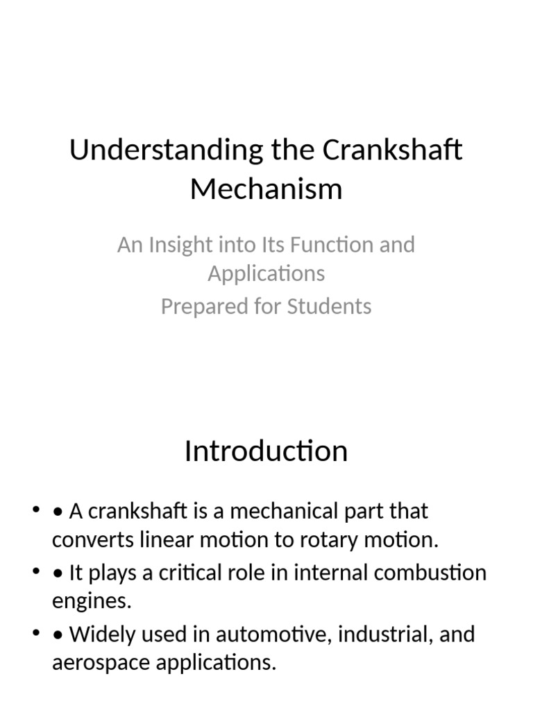 Crankshaft Mechanism Overview | PDF