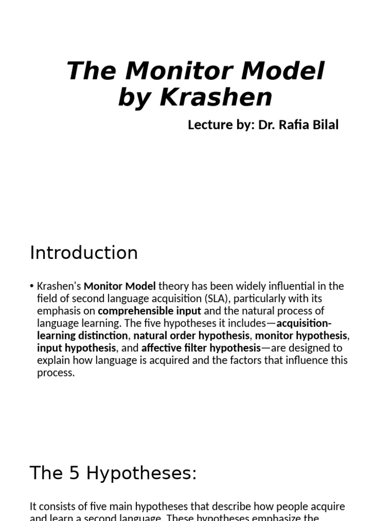 Krashen's Monitor Model | PDF | Second Language Acquisition | Language ...