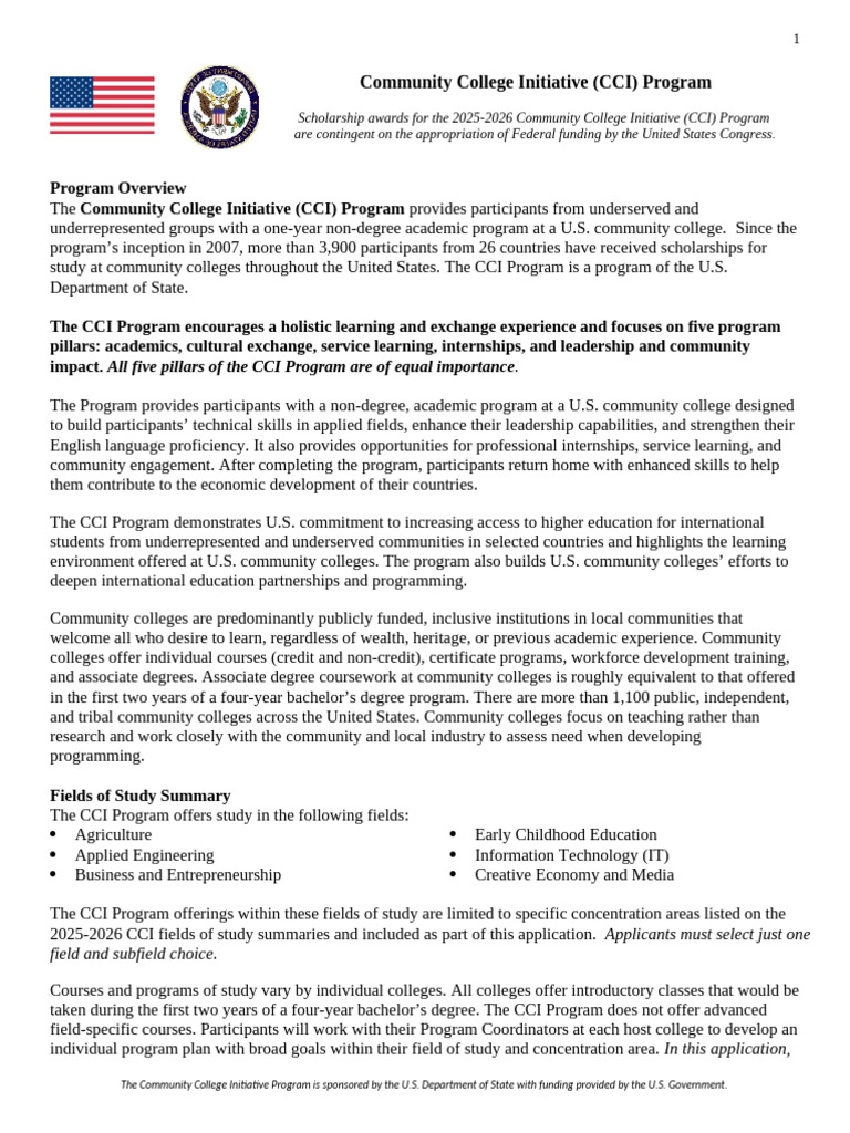 CCI Program 2025-2026 Overview | PDF | Test Of English As A Foreign ...
