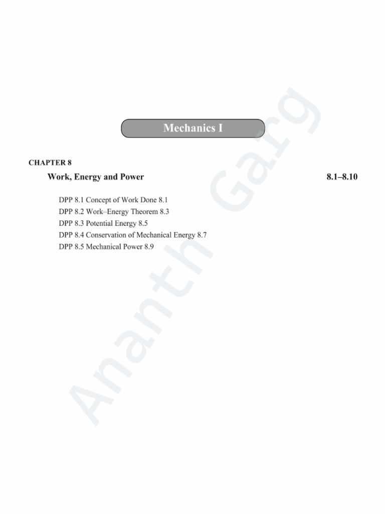 Work, Energy and Power DPP | PDF