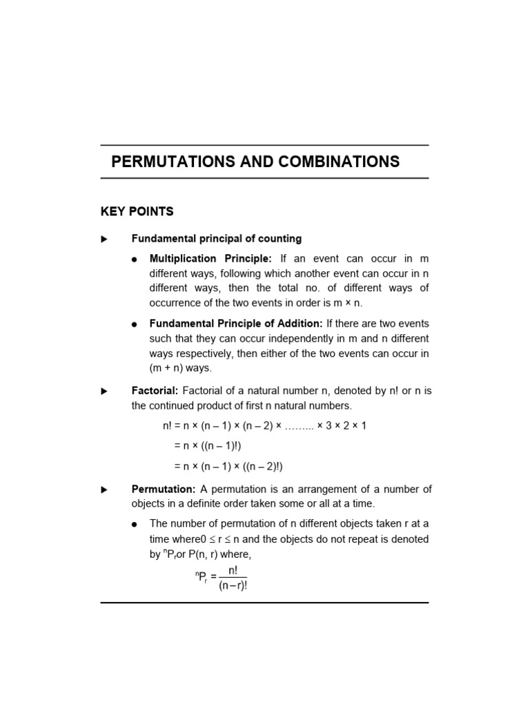 11 Maths Permutations and Combinations-Assignment | PDF | Numbers | Permutation