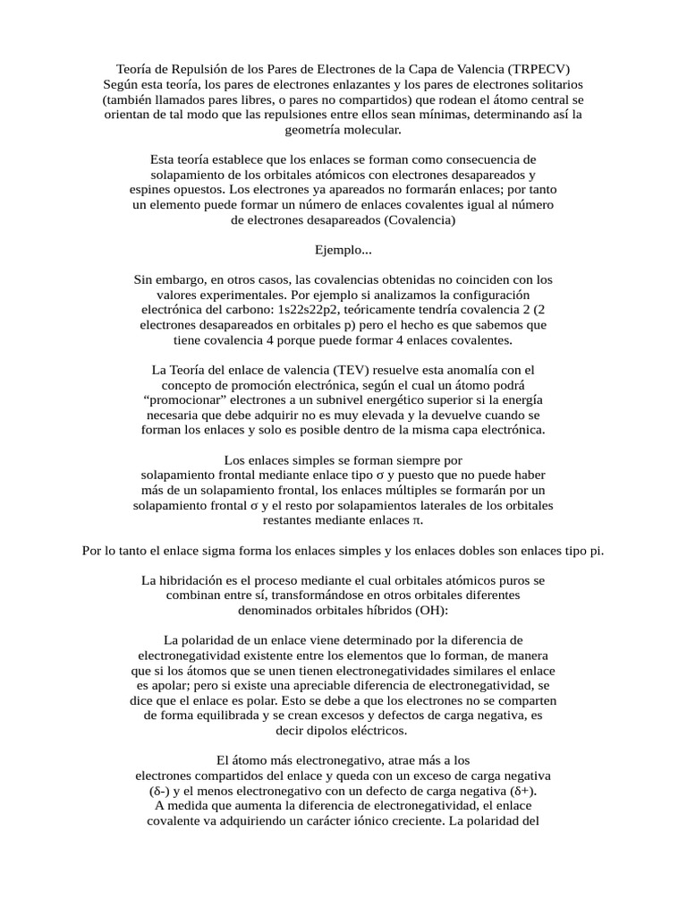 Geometría y Polaridad Molecular | PDF | Polaridad química | Enlace químico