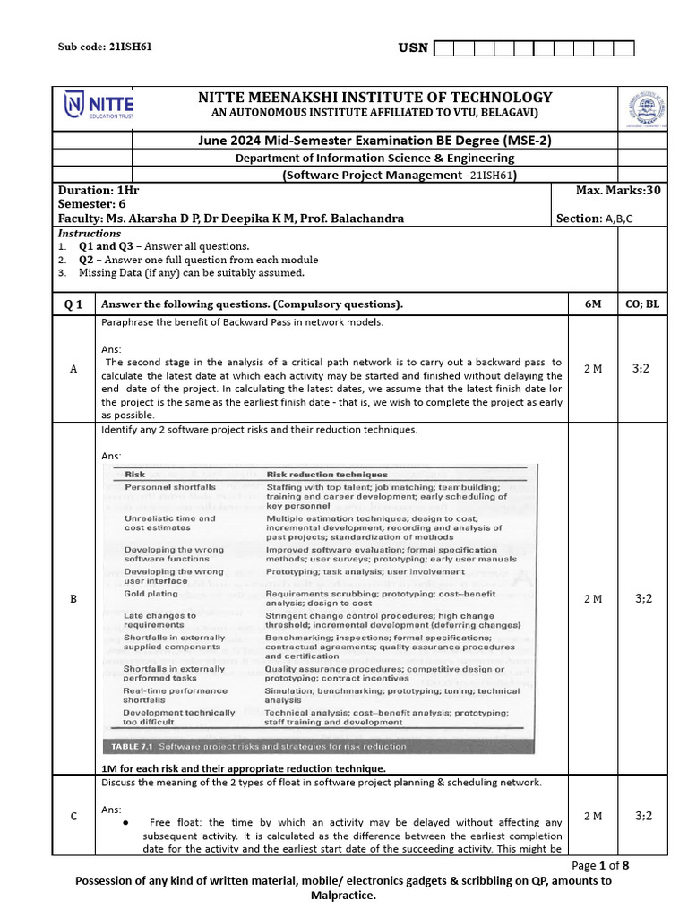 SPM-6th Sem-MSE-2 - SCHEME - QP | PDF | Applied Mathematics