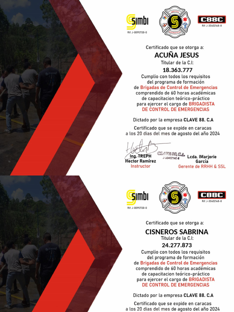 Certificados Taller SIMBI Noviembre 2024 | PDF