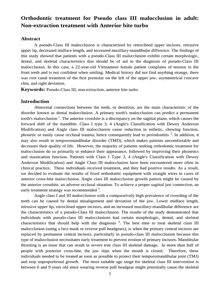 Manuscript of Case Report | PDF | Orthodontics | Dentistry Branches