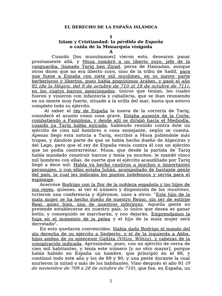 Textos de Historia Del Derecho. Lección 4 . España Islámica | PDF ...