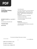 Cambridge Primary Checkpoint Maths P1 Specimen 2012 | PDF | Teaching ...