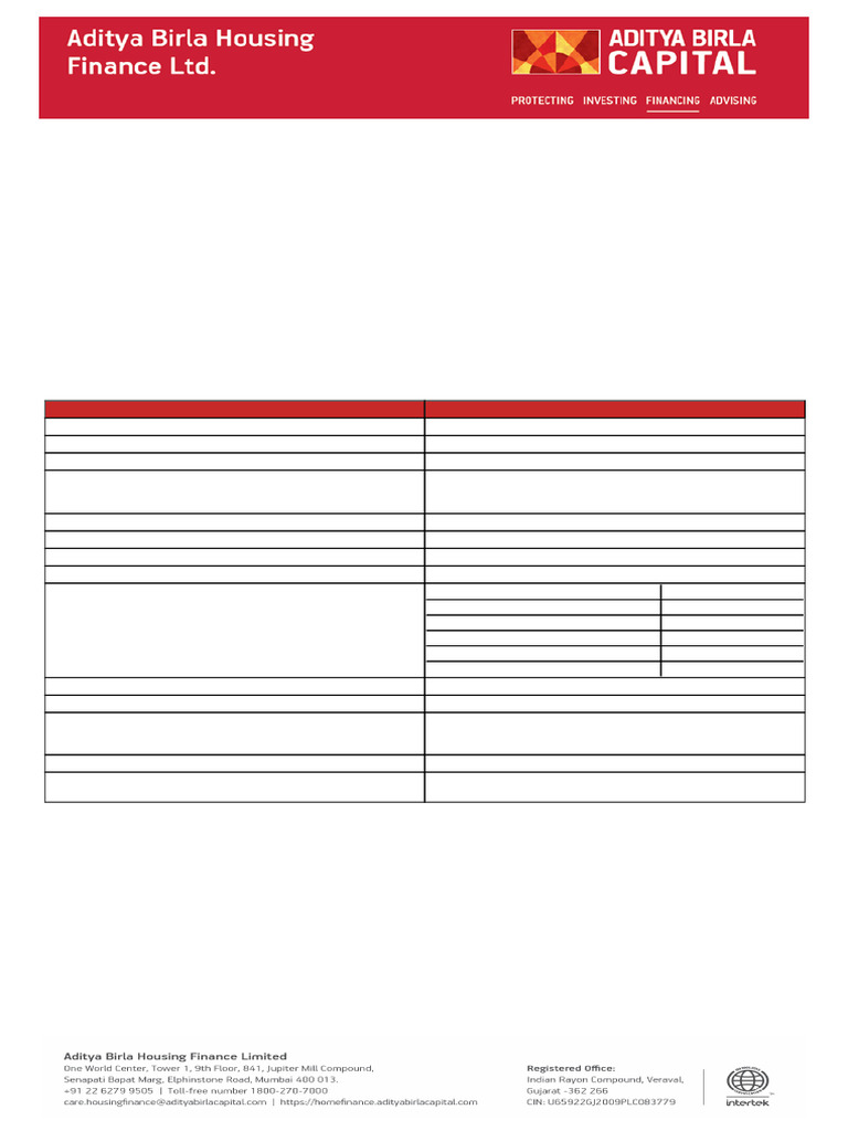 Home Loan Sanction Letter - ABHFL | PDF | Loans | Mortgages