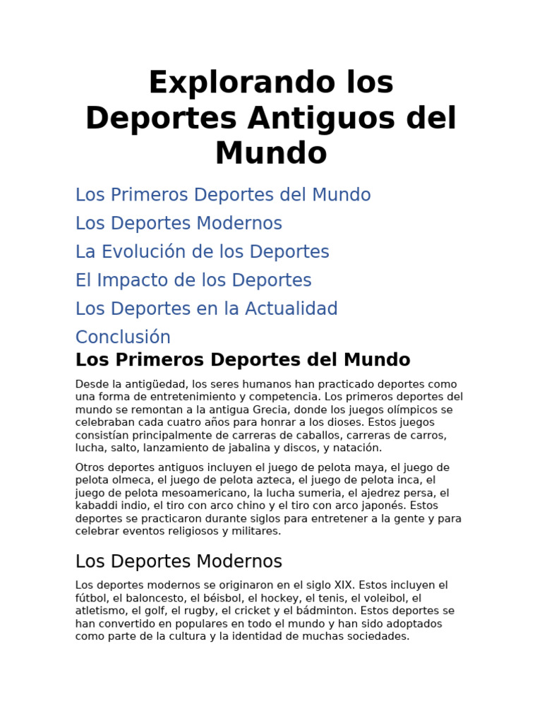Explorando Los Deportes Antiguos Del Mundo | PDF | Deportes | Pelota
