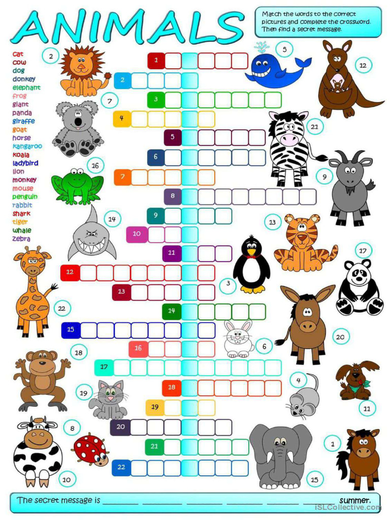 Animals - Bulmaca | PDF