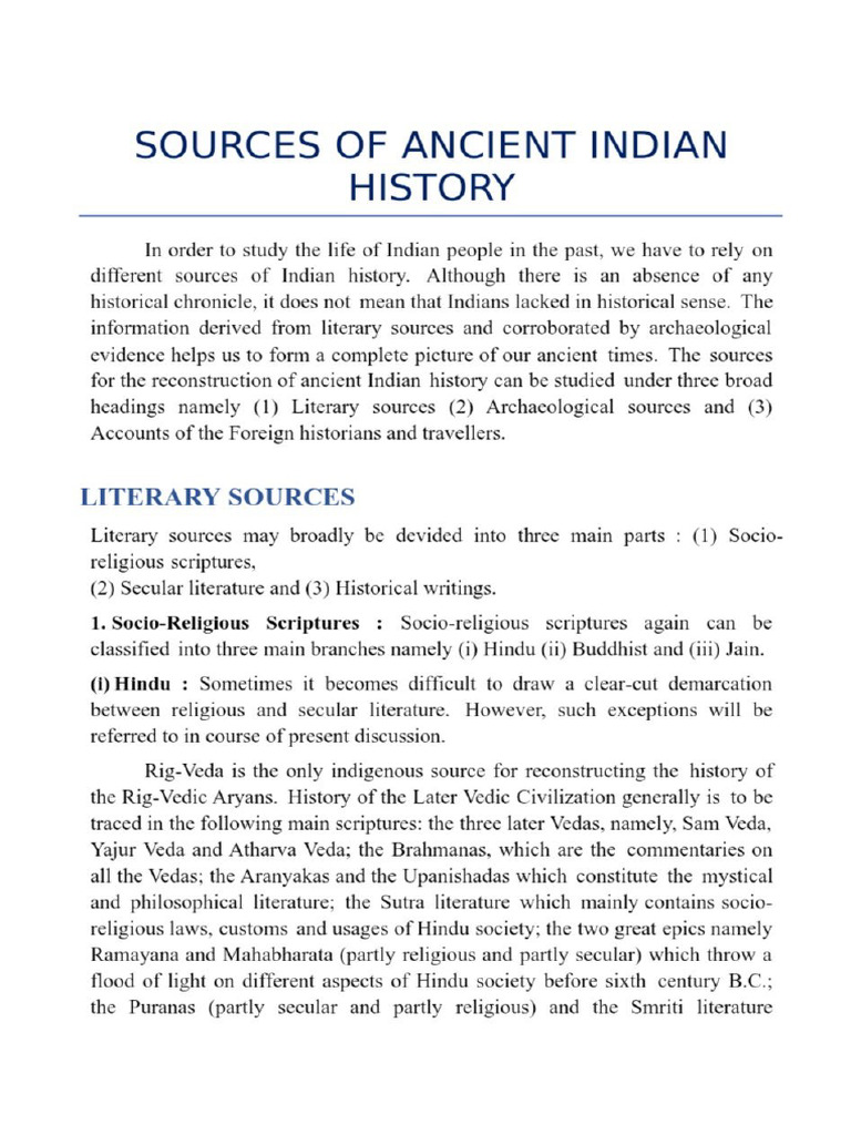 Sources of Ancient Indian History | PDF