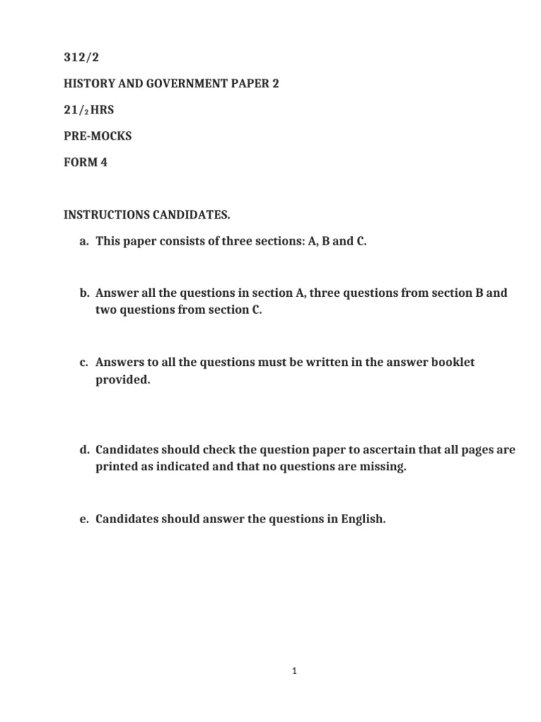 History Form 4 Pp2 1 | PDF | Africa