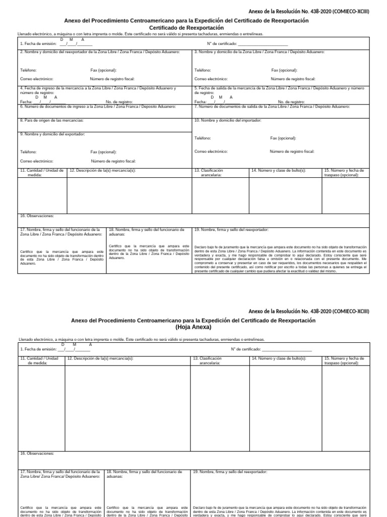 Certificado de Reexportación: Guía | PDF | aduana