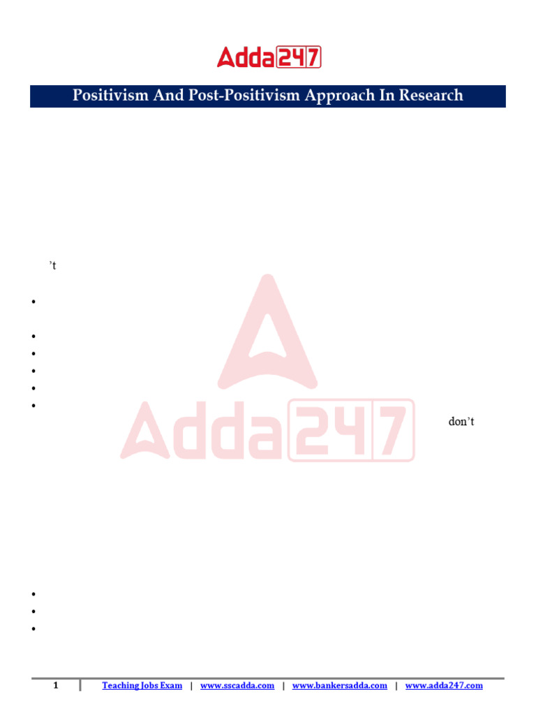 Positivism and Post Positivism Approach in Research | PDF | Positivism | Hypothesis