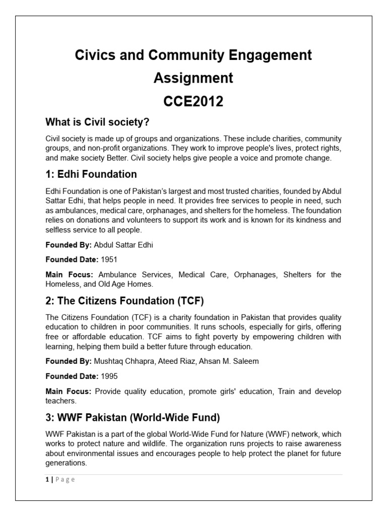 Civics and Community assignment | PDF