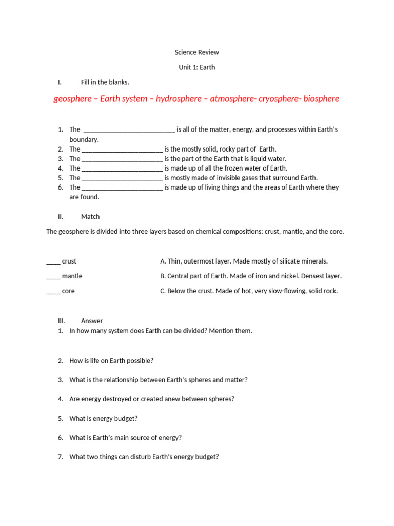 Earth Science Concepts and Layers | PDF