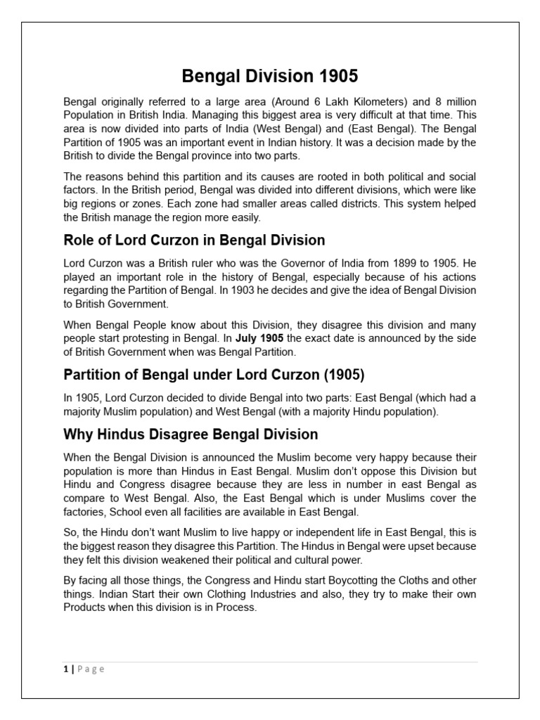 Bengal Division 1905 | PDF | Partition Of India | British Raj