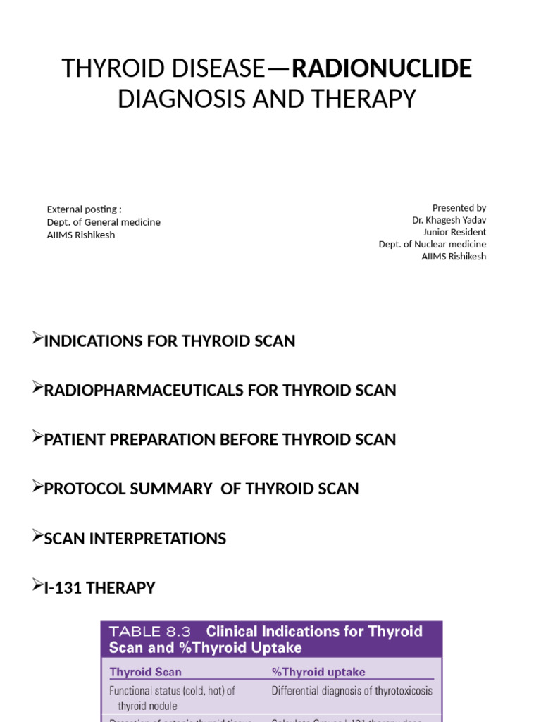 Thyroid Disease: Radionuclide Diagnosis & Therapy | PDF