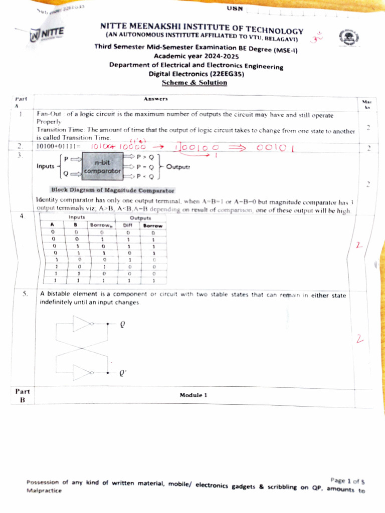 De Mse1 Scheme Pdf Logic Gate Electrical Engineering
