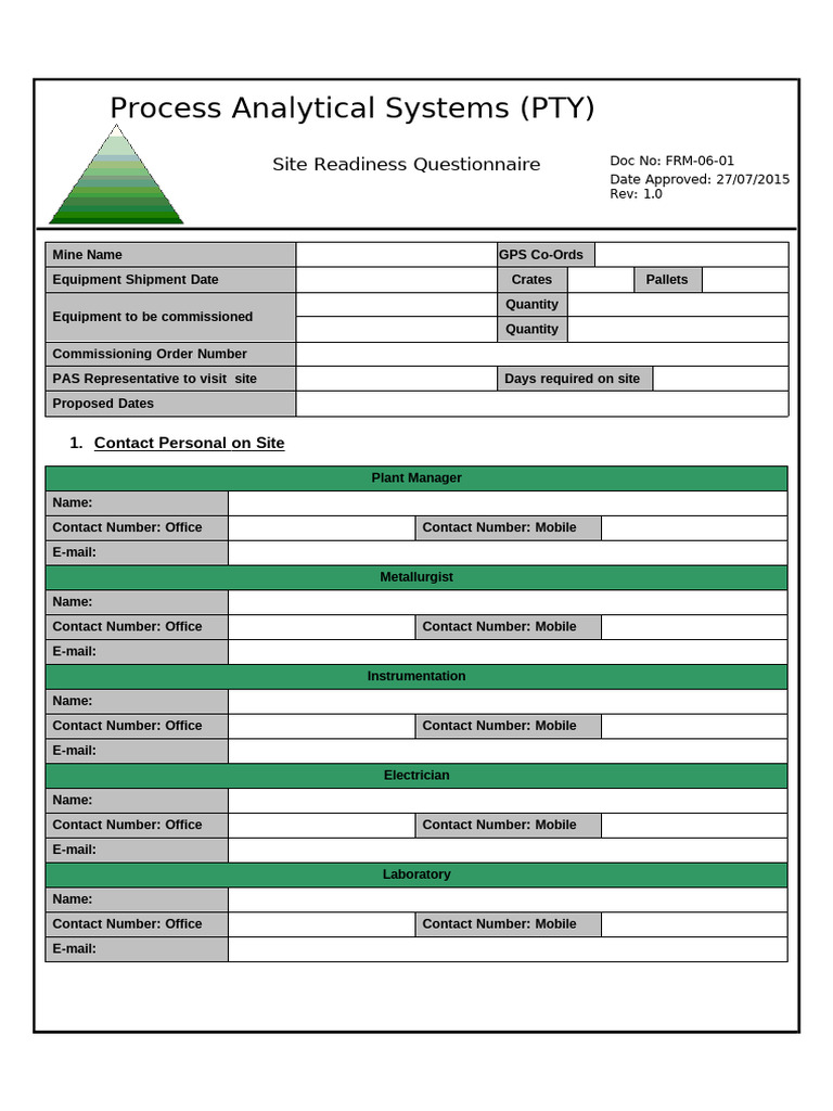 TAC 1000 Site Readiness Template (1) | PDF | Electrical Engineering